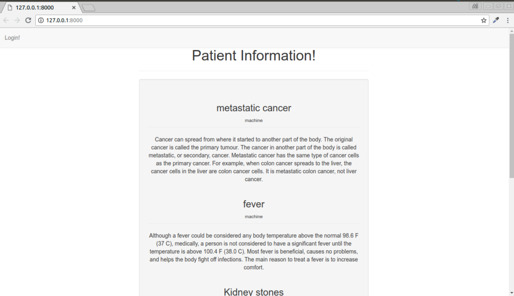 Building Live Demo on Patient information using Django Web Framework ...